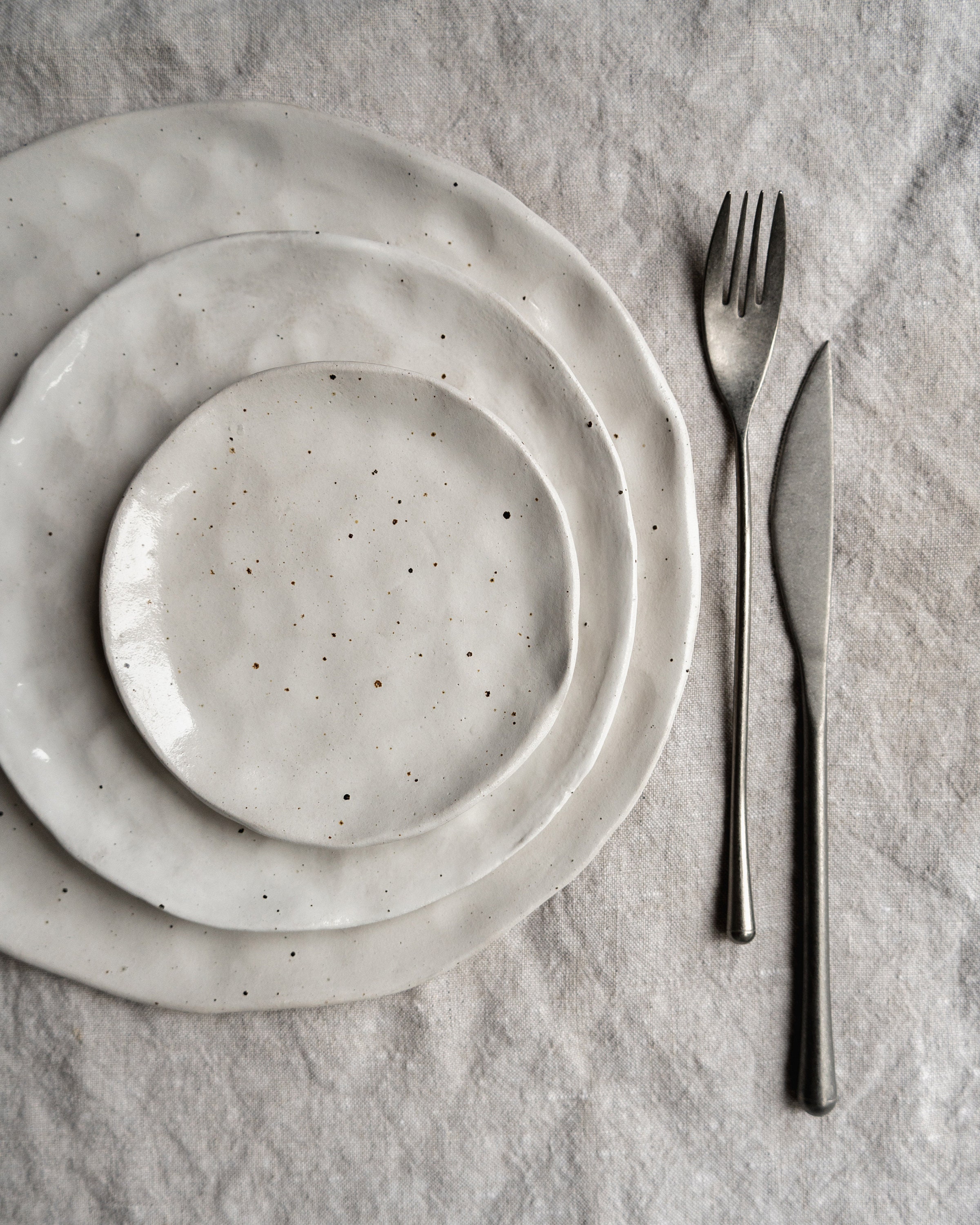 White Flecked Handmade Ceramic Plates | Etsy