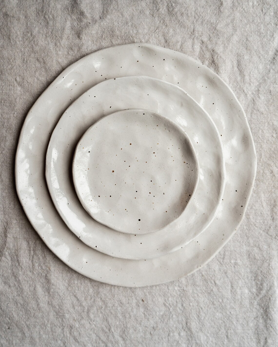 White Flecked Handmade Ceramic Plates | Etsy