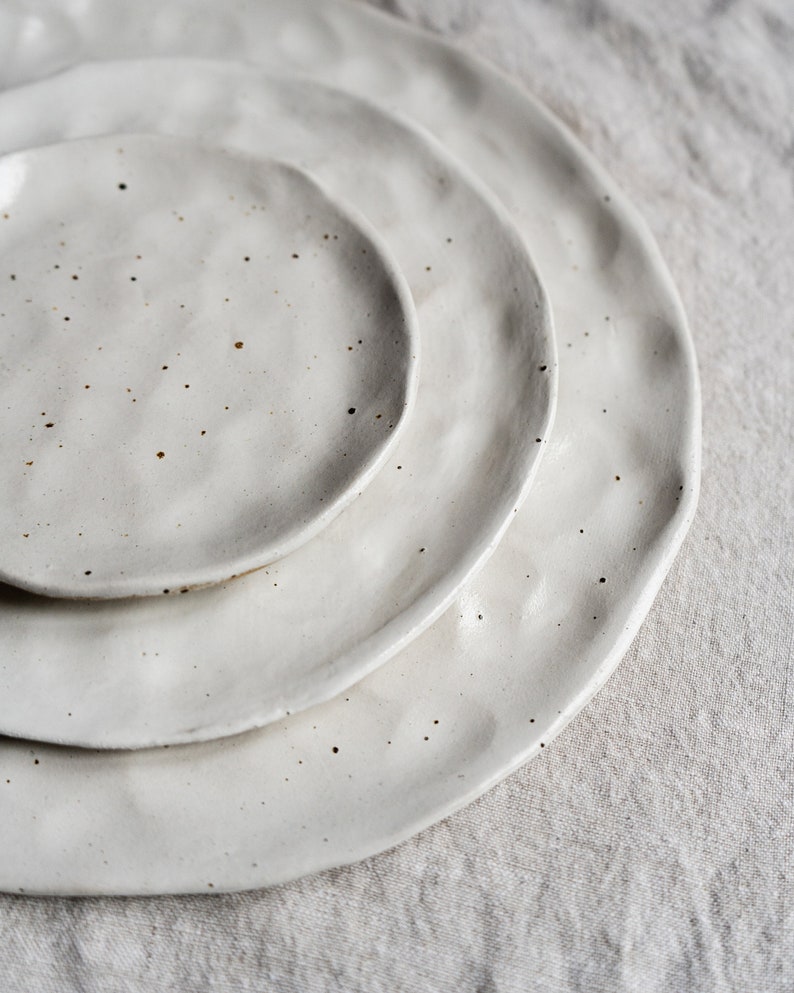 White Flecked Handmade Ceramic Plates | Etsy