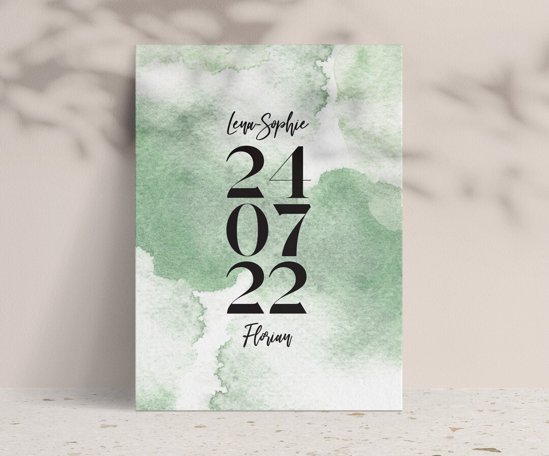 Individualized Wedding Invitation as a Folding Card Watercolor ...