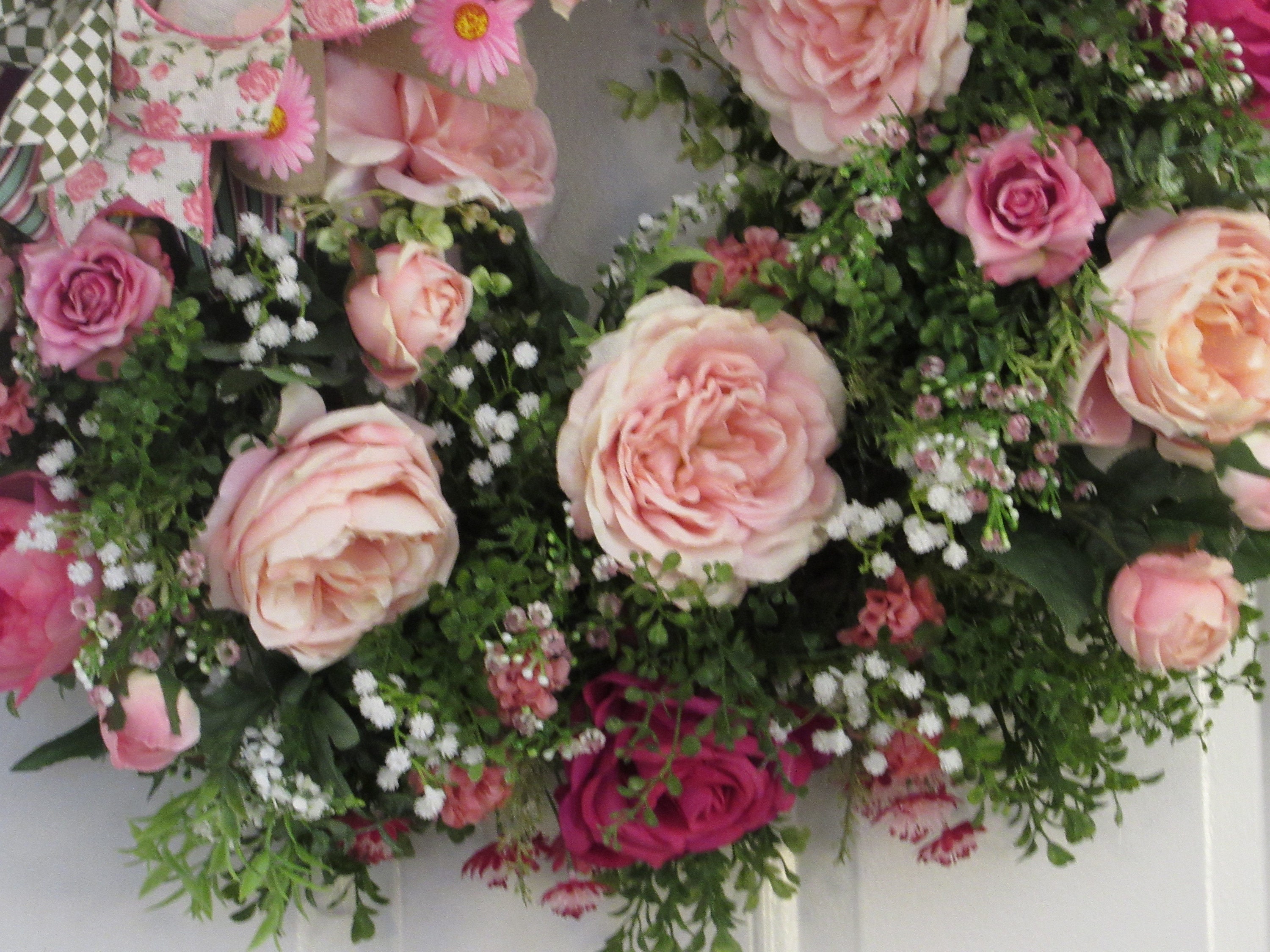 Designer Inspiration Wildflower and Rose Garden Silk Floral Rose Wreath ...