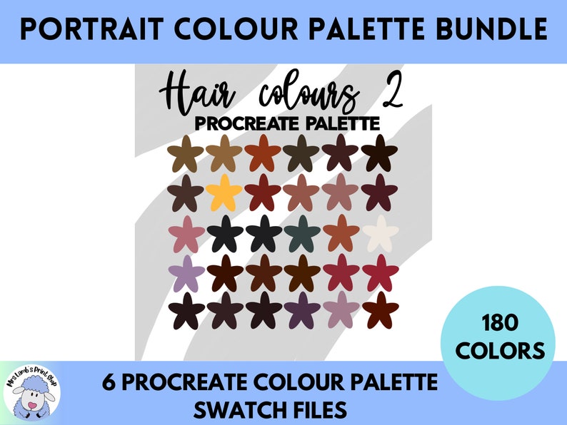 Procreate Color Palette Bundle Portrait Color Swatches Skin Color Palette Hair Procreate