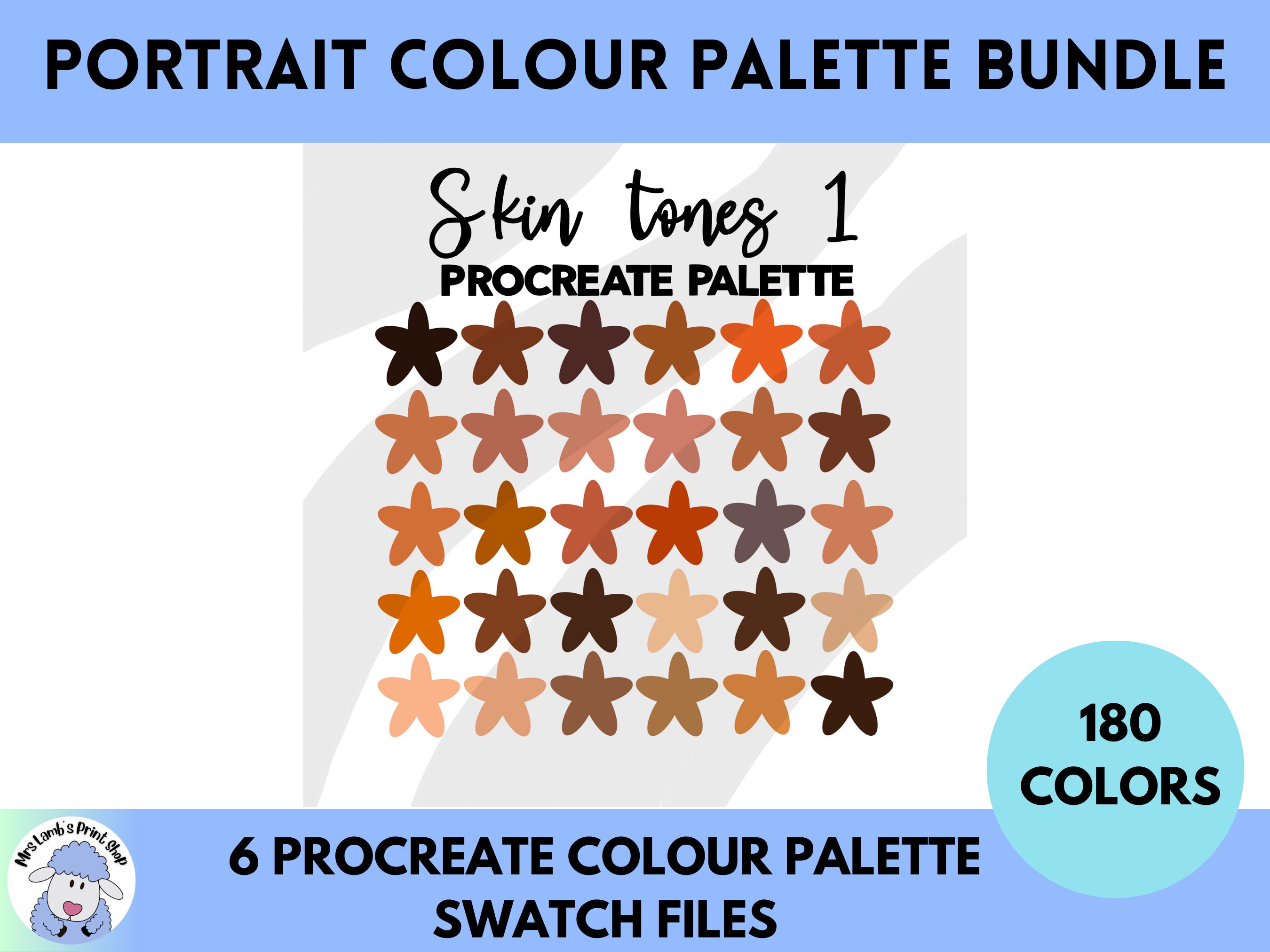 Procreate Color Palette Bundle, Portrait Color Swatches, Skin Color ...