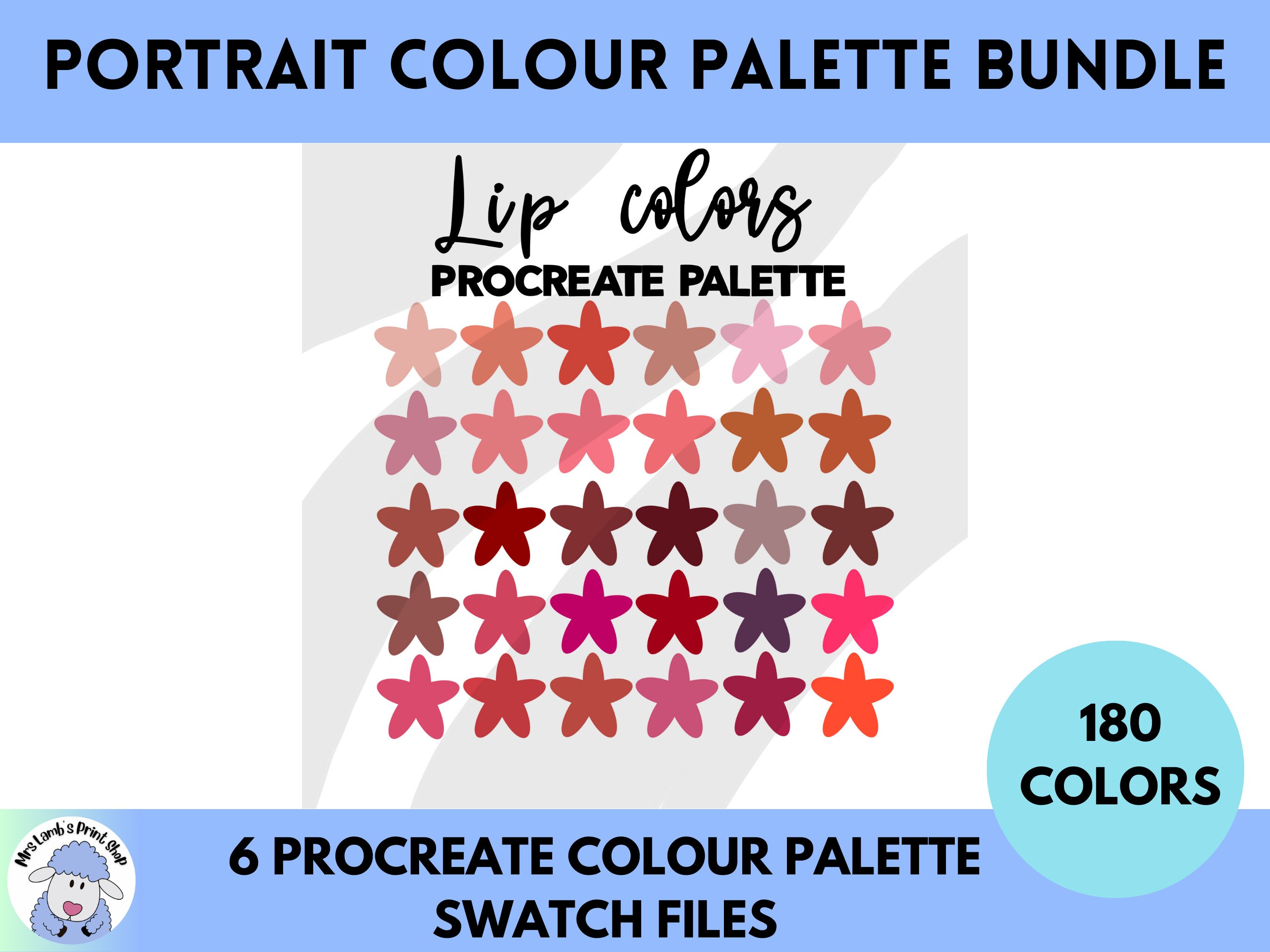 Procreate Color Palette Bundle Portrait Color Swatches Skin Color