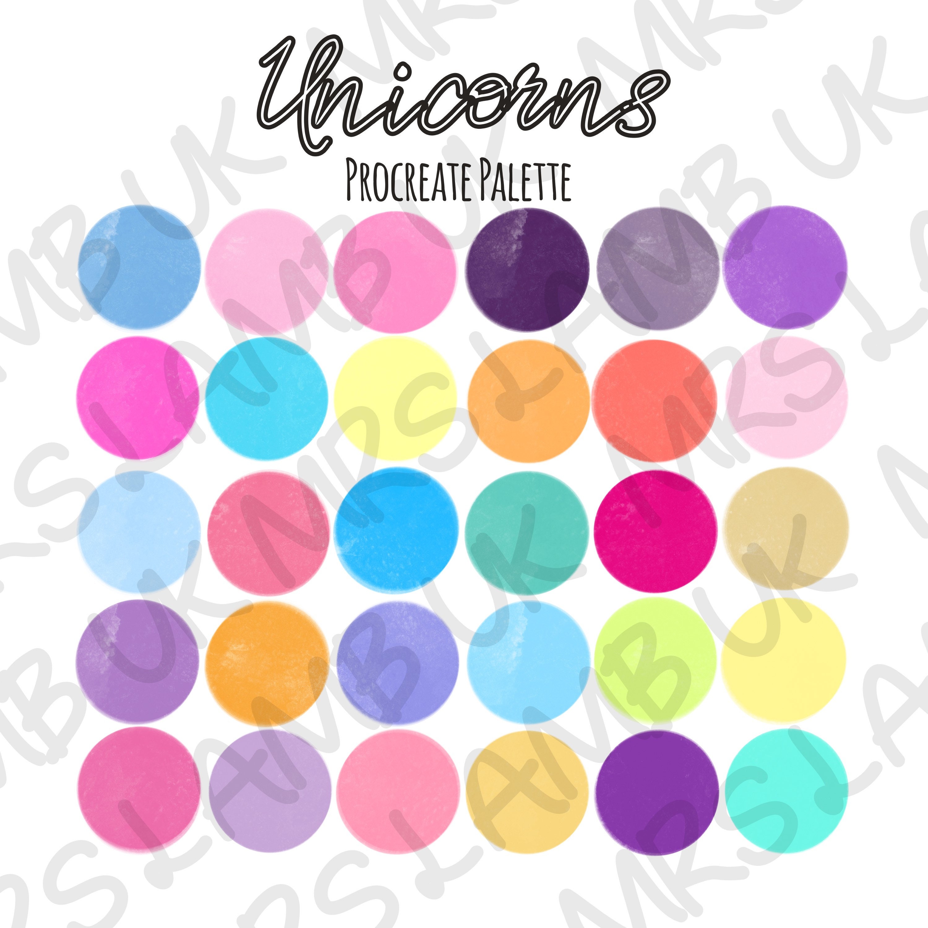 Procreate Colour Palette, Unicorns Swatches File, for iPad Lettering ...