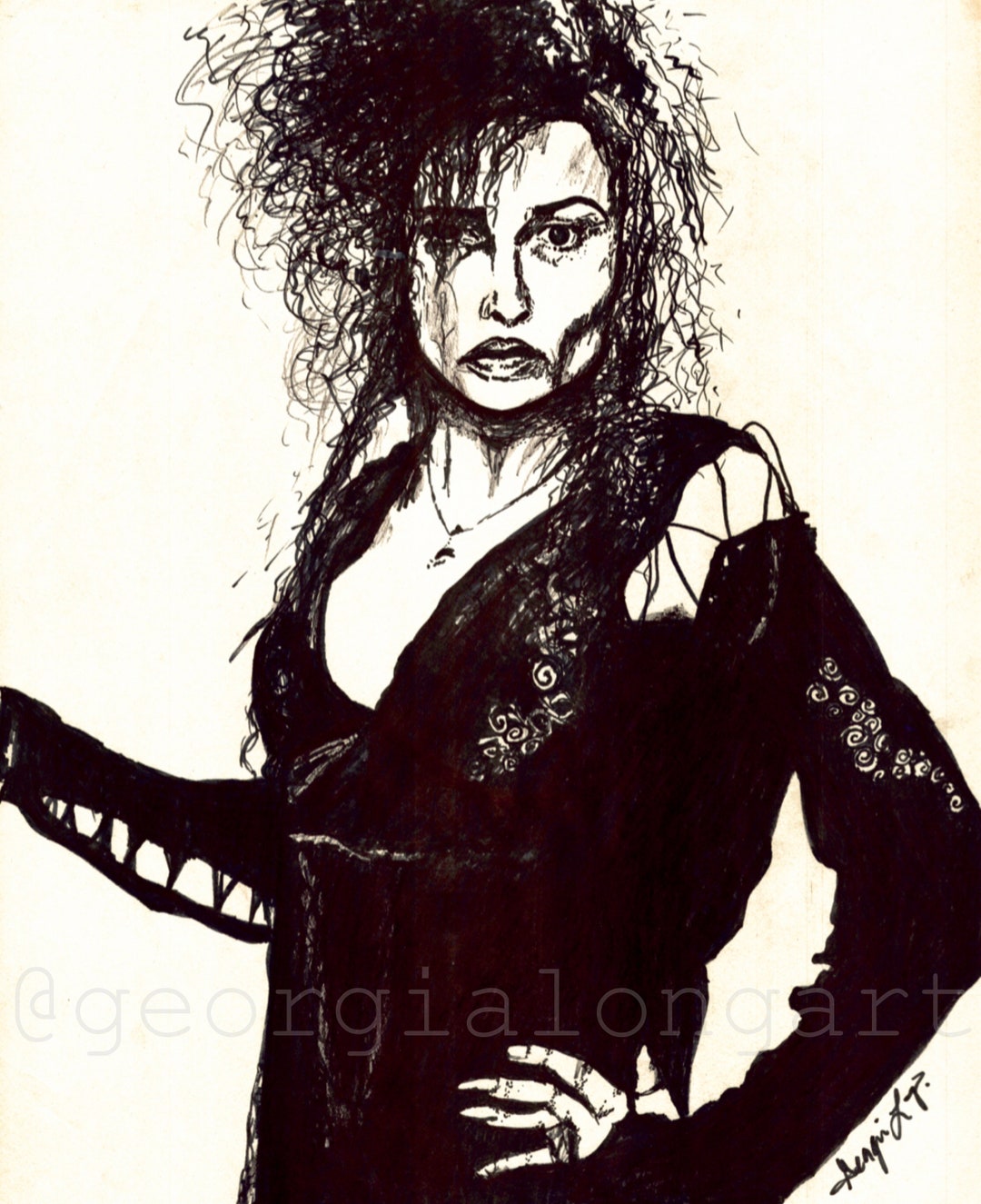 Bellatrix Lestrange From Harry Potter Sharpie Drawing Print - Etsy