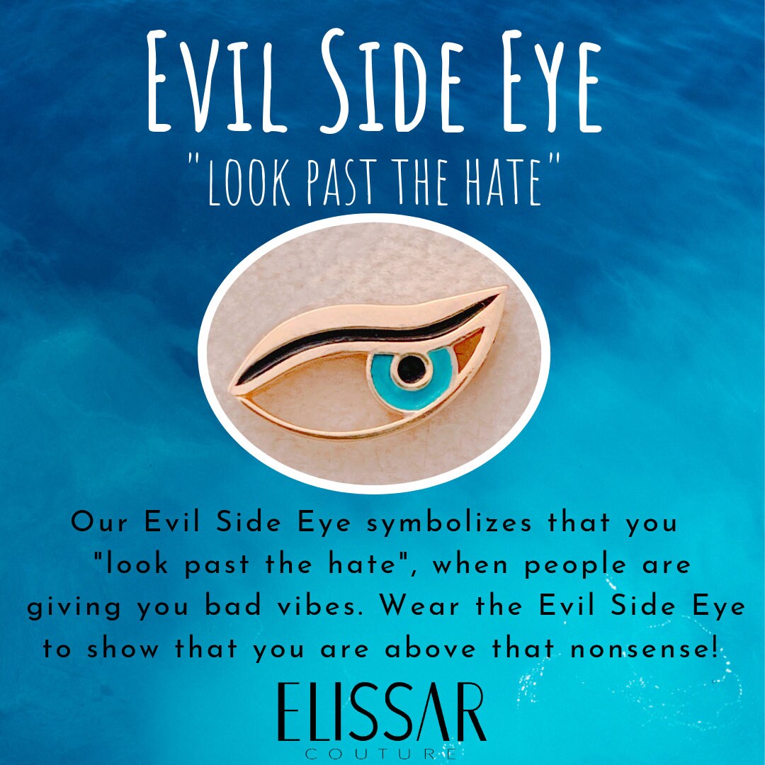 Evil Eye Necklace 14K Gold, Evil Side Eye, Evil Eye Jewelry, Statement ...