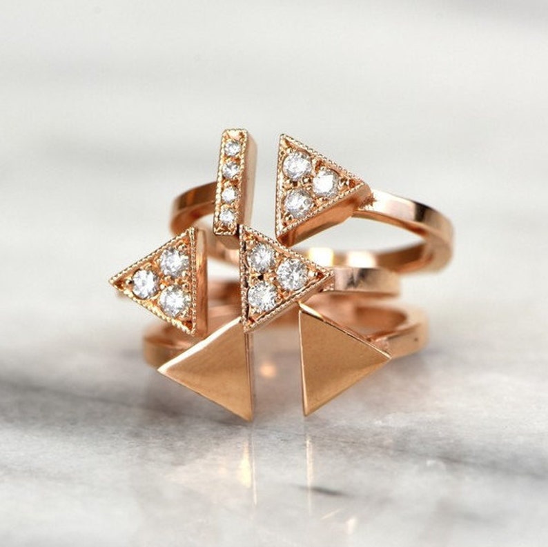 Strength Ring/ Jewelry Gifts/14k Gold Diamond Ring / Stackable Rings ...