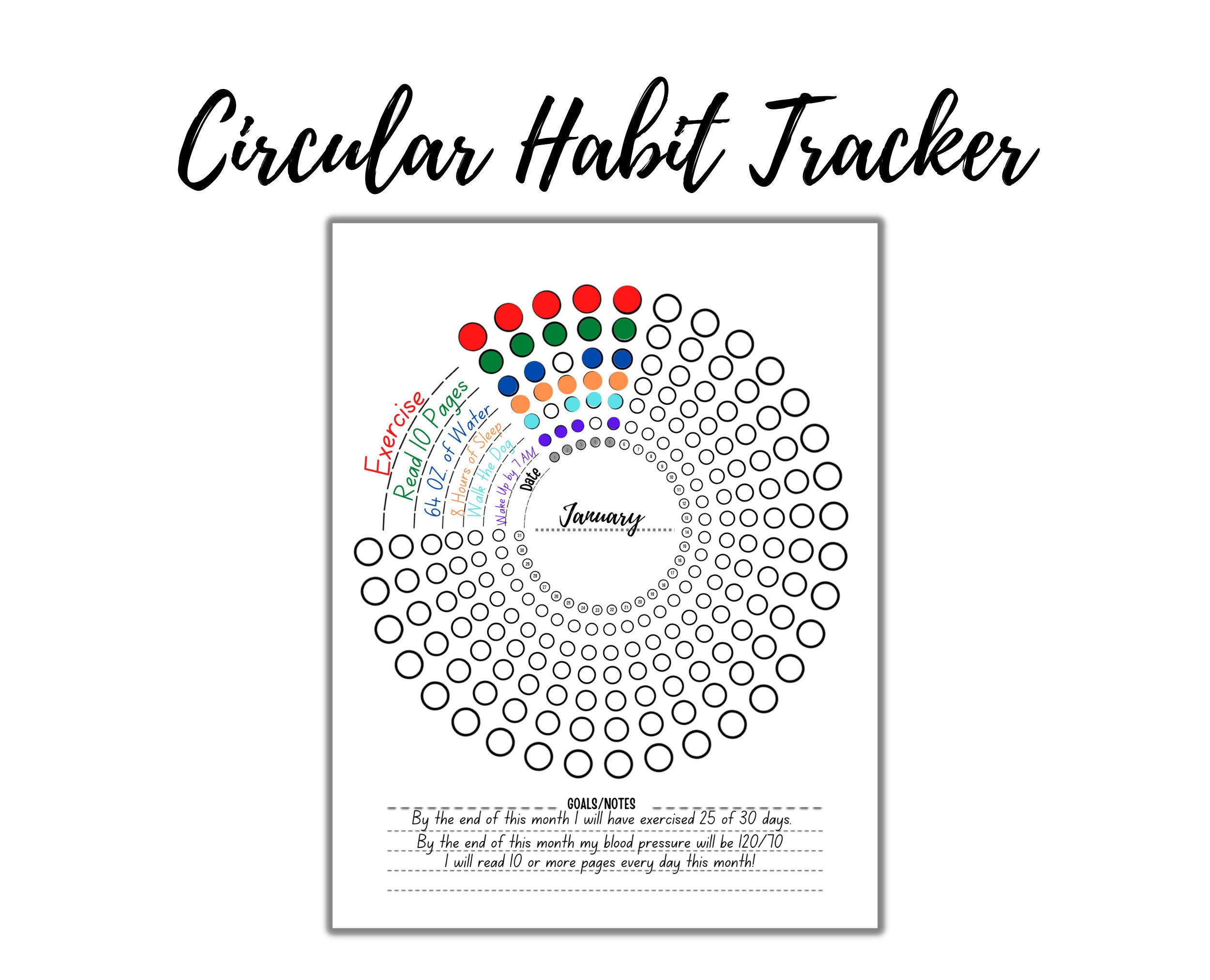 Simple Minimalist Circular Habit Tracker - Etsy