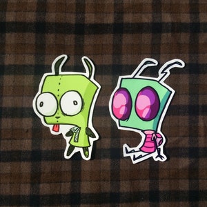 Invader Zim and Gir Vinyl Stickers Holographic Gloss - Etsy