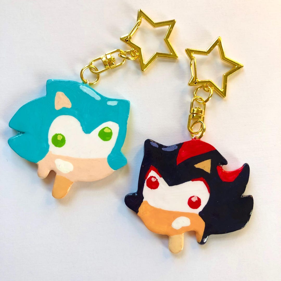 Sonic and Shadow the Hedgehog Popsicle Keychain Charm (polymer Clay ...