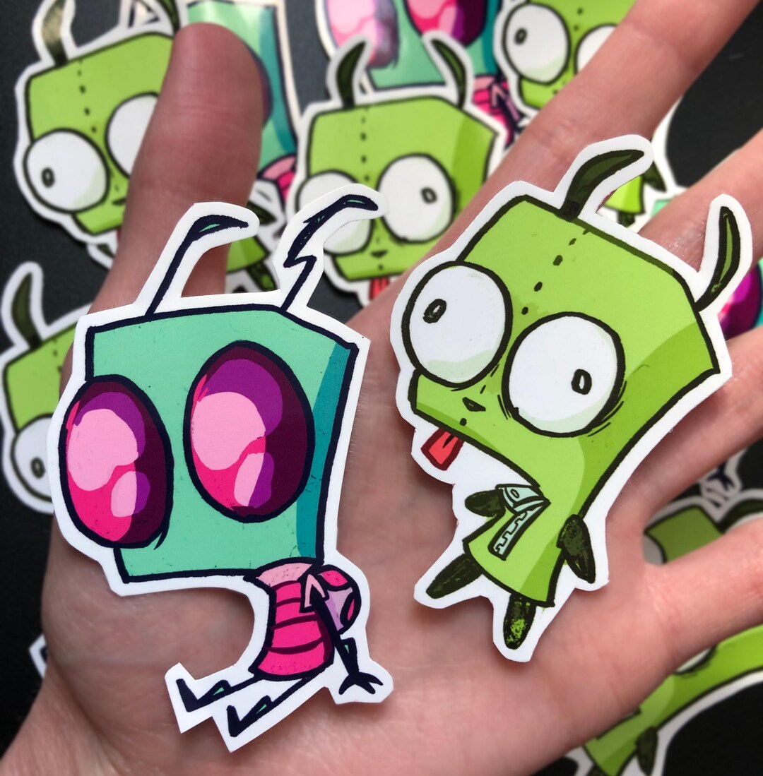 Invader Zim and GIR Vinyl Stickers [ Glossy , Holographic ] Phone and ...