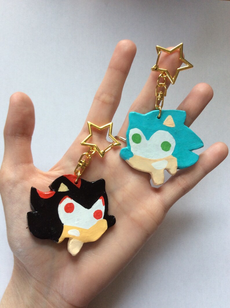Sonic and Shadow the Hedgehog Popsicle Keychain Charm polymer - Etsy