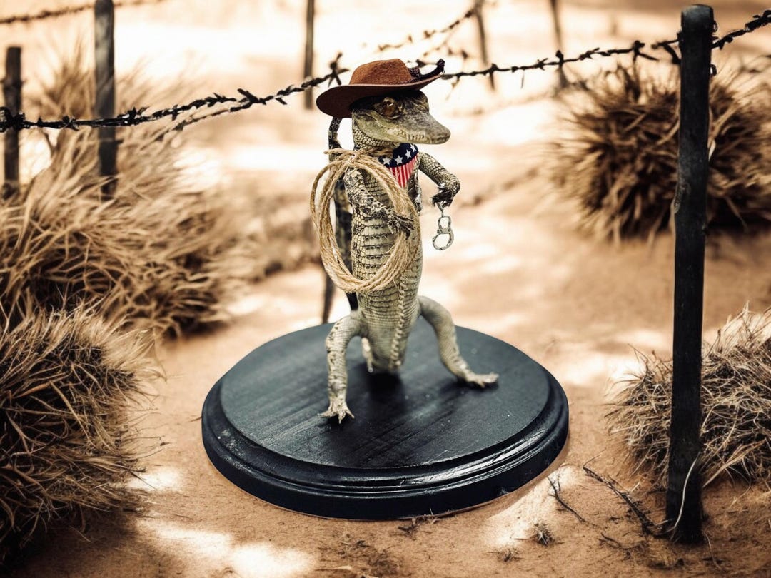 Western Croc Alligator Cowgirl Skull Odd Skeleton Bone Specimen ...