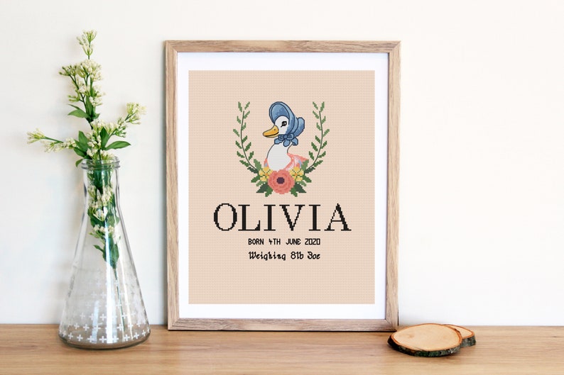 Beatrix Potter - Jemima Puddle-duck Birth Sampler - Cross Stitch ...
