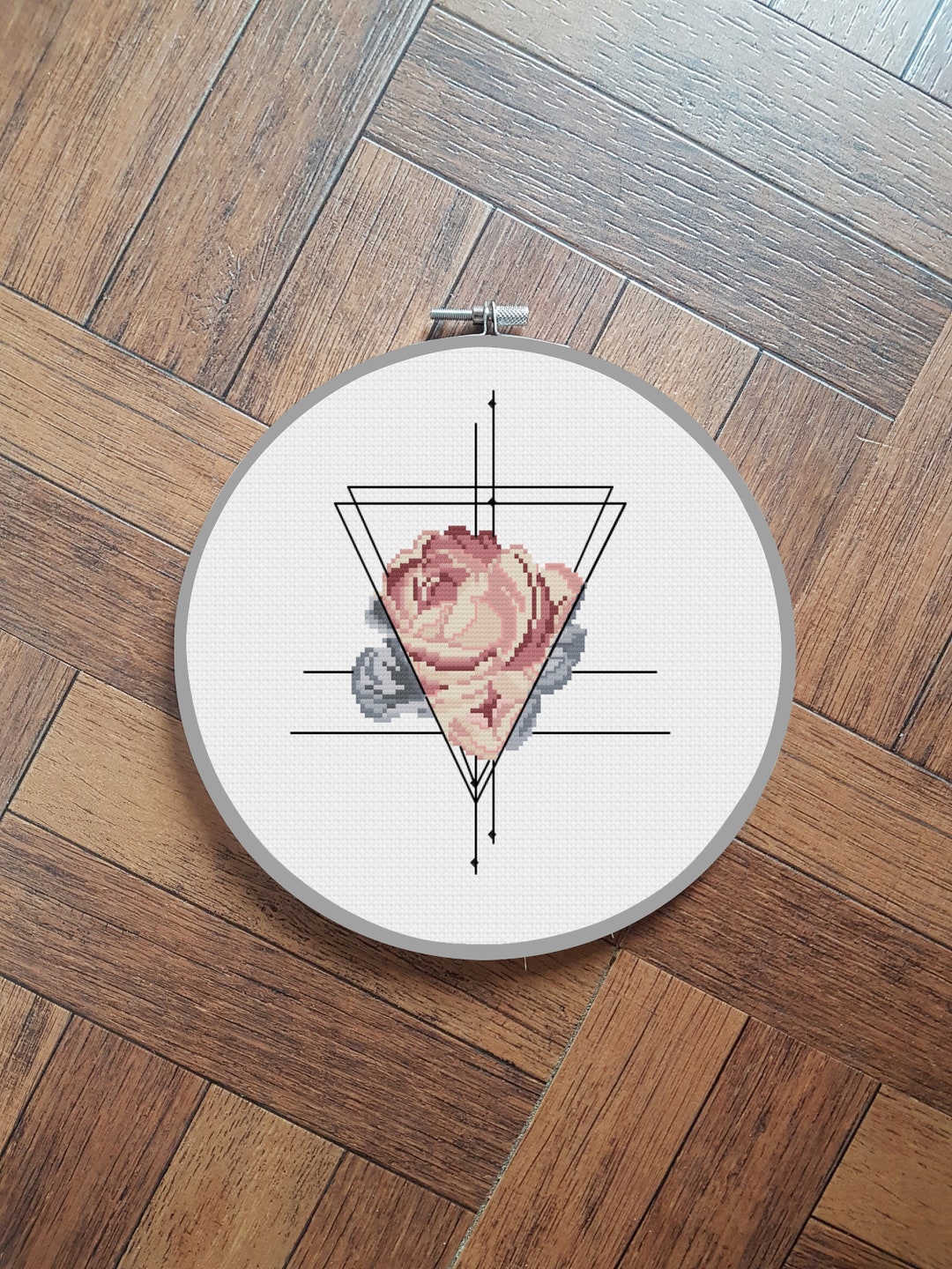 Geo Rose Cross Stitch Pattern - Etsy