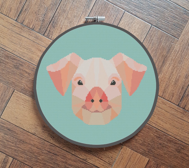 Geometric Pig Cross Stitch Pattern - Etsy