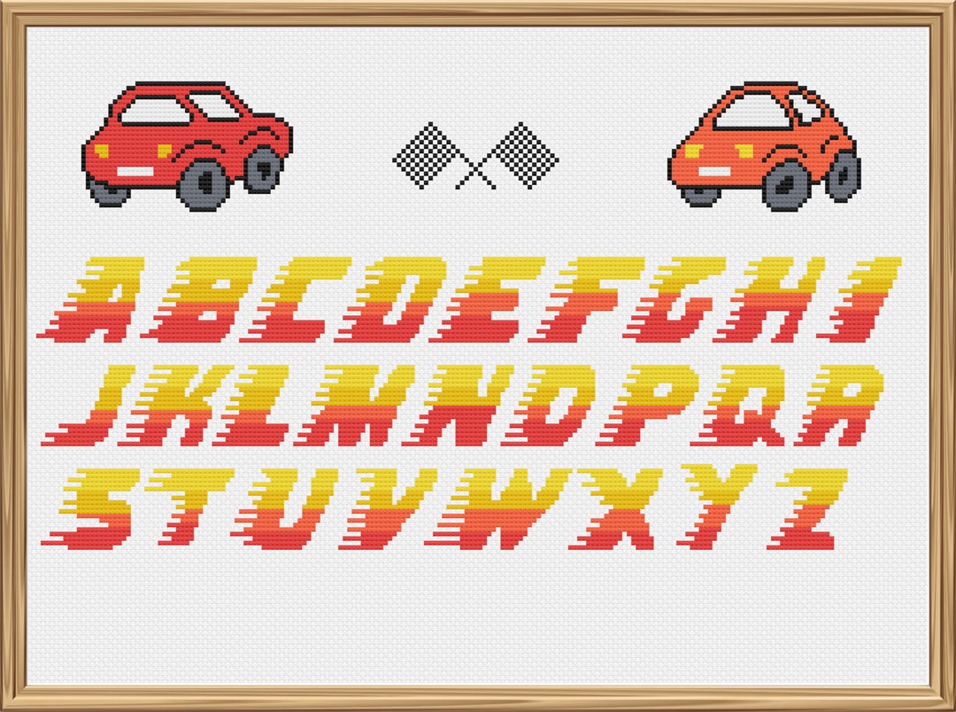 Racing Car Font Full Alphabet - Etsy