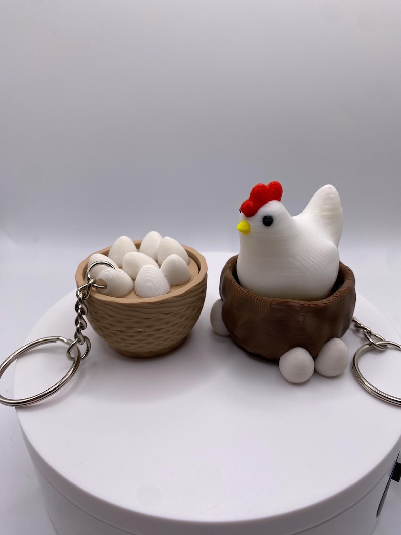 Hen on Nest and Egg Basket Fidget Clicker Keychain - Etsy Canada
