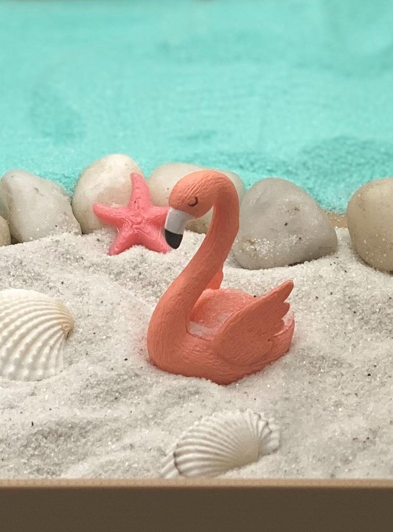 Flamingo Beach Zen Garden, Mini Desk Decor, Sensory Calming Sand Garden ...