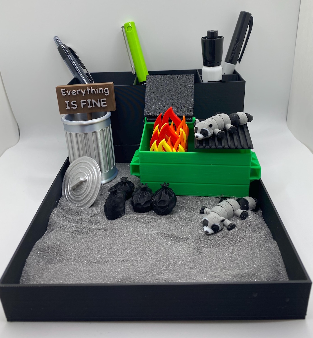 Dumpster Fire Zen Garden, Mini Desk Decor, Sensory Calming Sand Garden for Desk, Fidget Stress ...