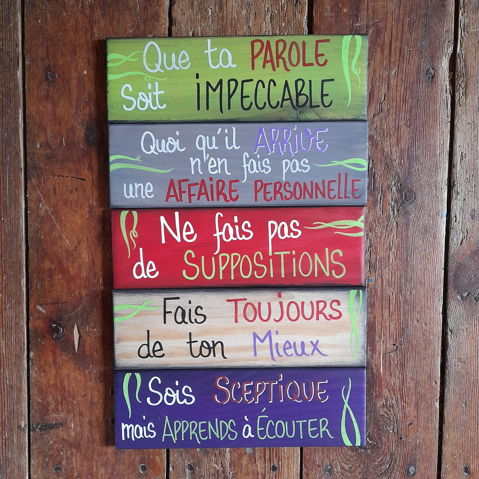 Les 5 Accords Toltèques Peinture sur bois décoration murale - Etsy France