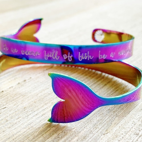 Mermaid Tail Cuff Bracelet Colorful Jewelry Be a Mermaid | Etsy