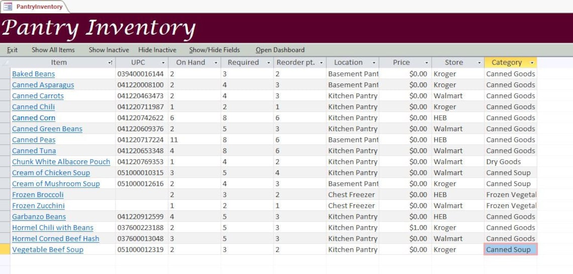 Pantry Food Inventory Tracker System - Etsy
