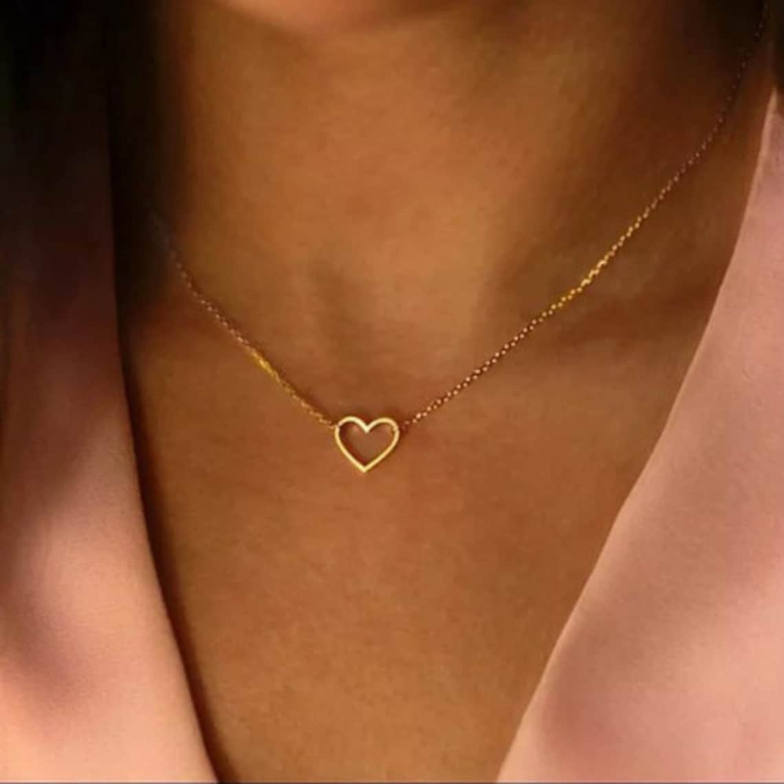 Zarte Gold Herz Anhänger Kette Valentinstag Geschenk Goldkette | Etsy