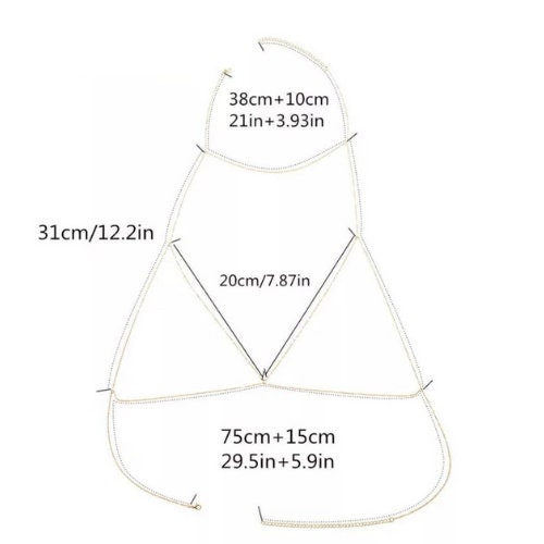 Body Jewelry Chain Chest Body Chain Gold Belly Chain Gold Long Chain ...