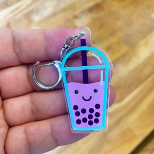 Cute Keyring Gift, Cute Keychain Gift, Bubble Tea, Boba Tea, Kawaii ...