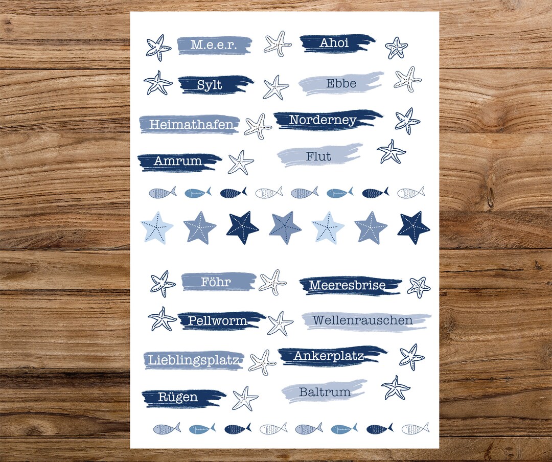 PDF JPG Candles Tattoo Sticker Print Template Ahoy Sylt Sea Maritim ...