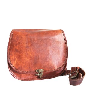 Brown Genuine Leather Crossbody Handbag for Women, Small Vintage Brown ...