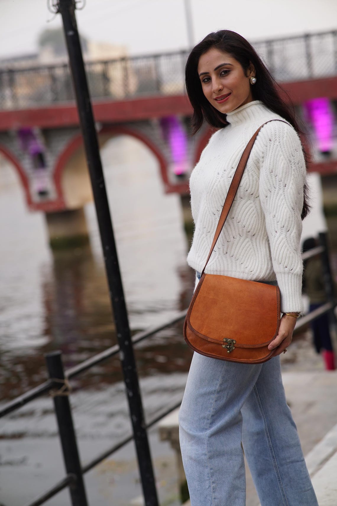 Brown Genuine Leather Crossbody Handbag for Women, Small Vintage Brown ...