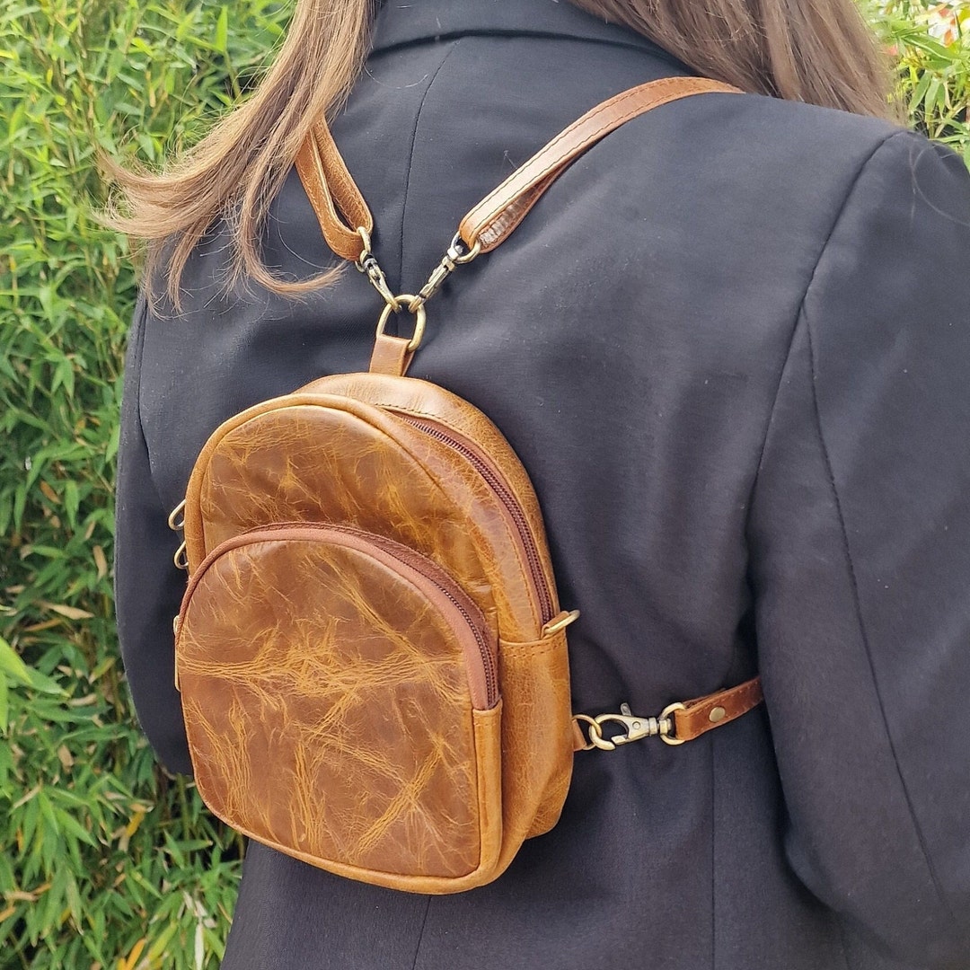 Mini Backpack, Leather Backpack, Small-sized Backpack, Convertible ...