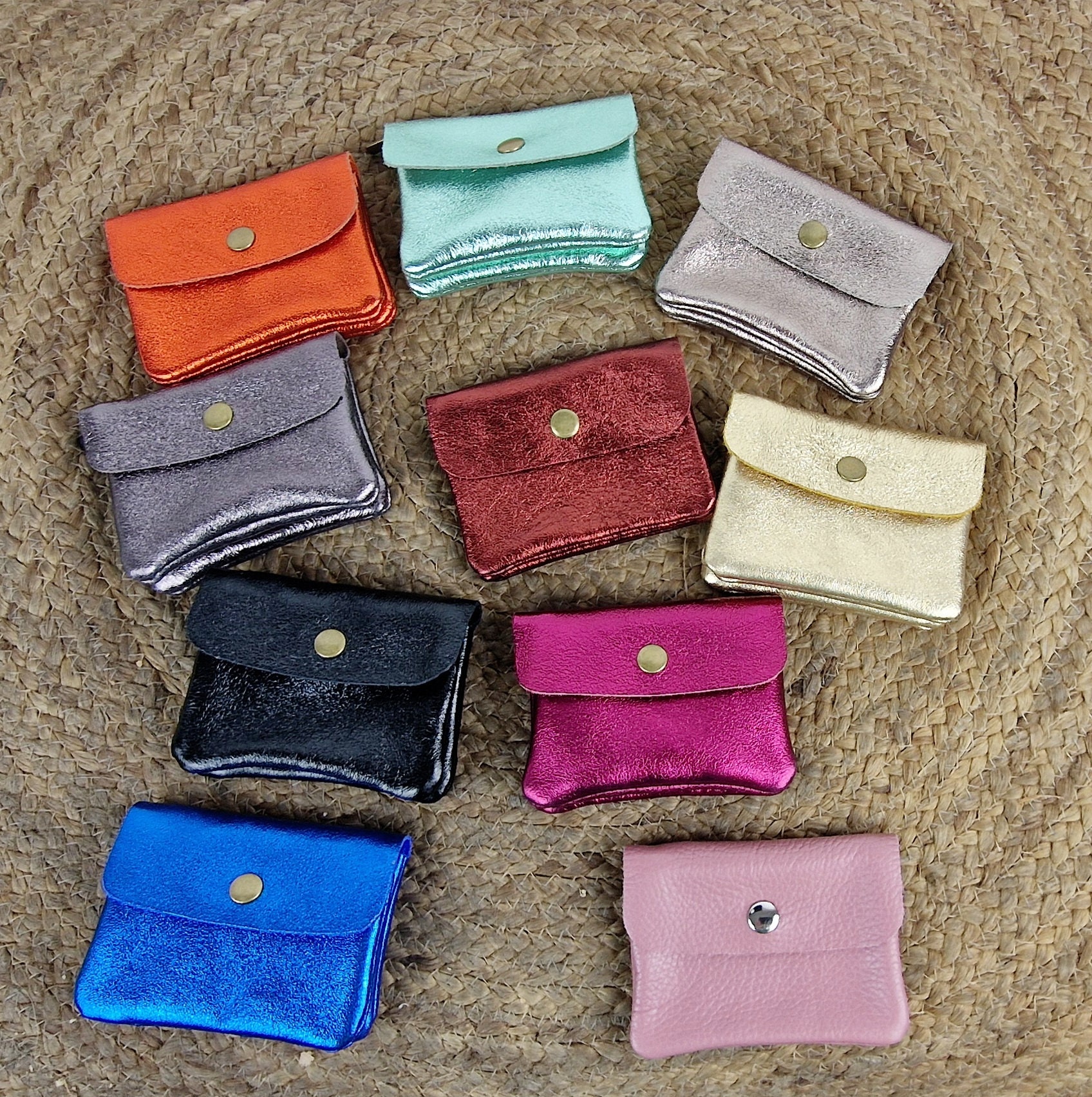 Small Leather Coin Purse, Small Leather Wallet, Tiny Sparkly Leather ...