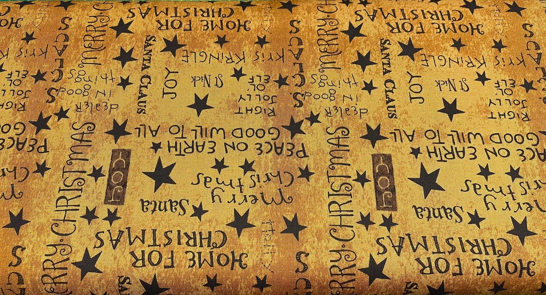 Patchworkstoff Kringle von Riley Blake „Kringle Words Gold“ - Etsy.de