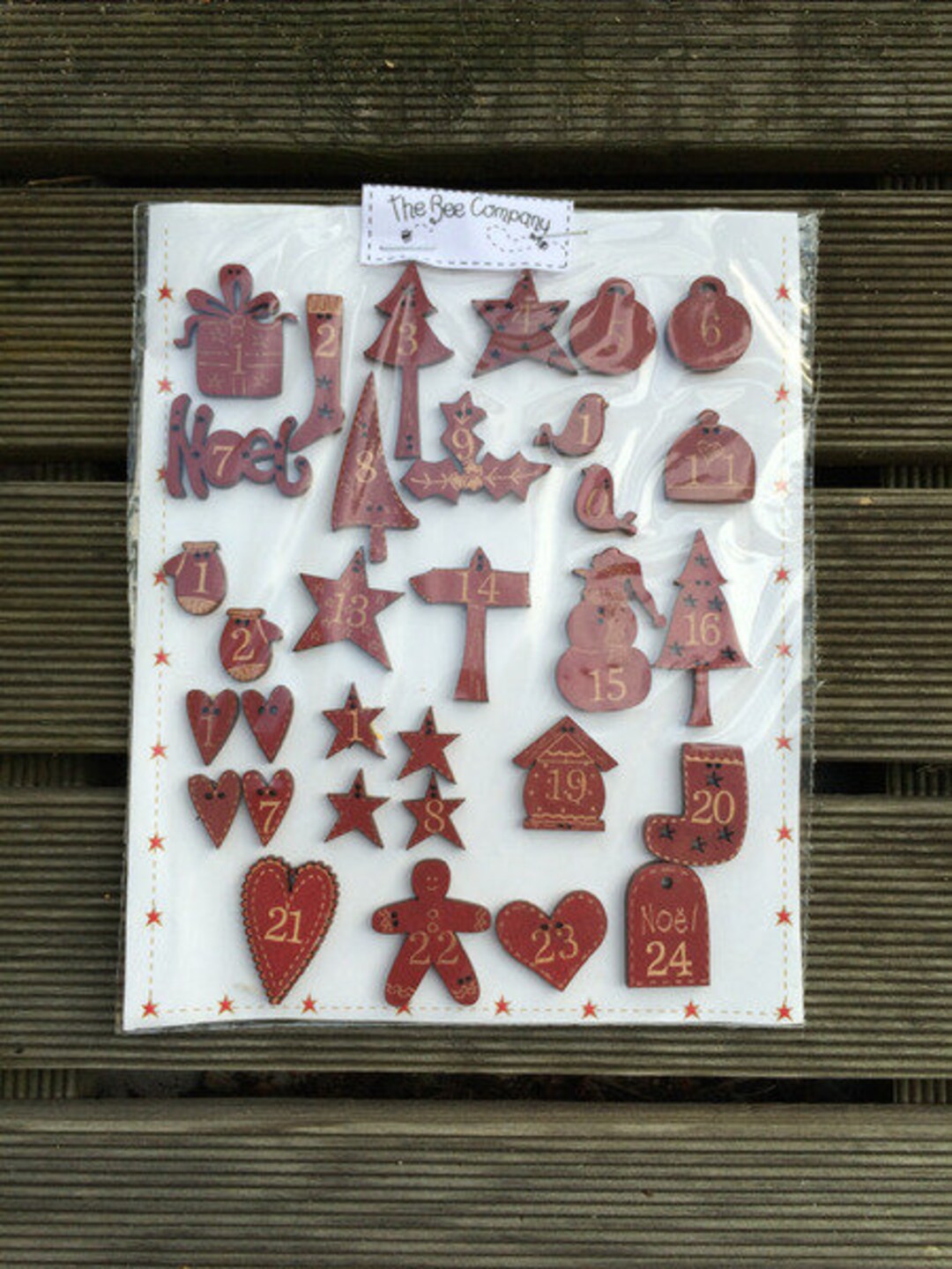 Wooden Buttons Advent Calendar Numbers the Bee Company - Etsy