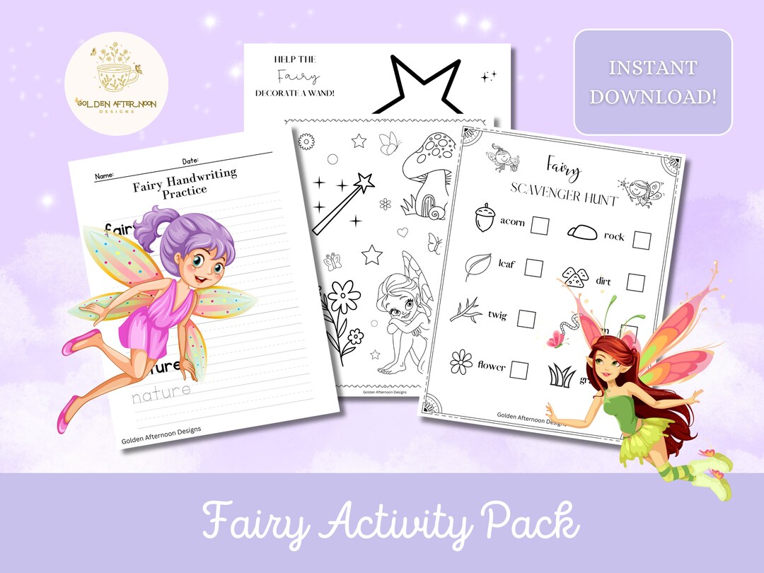 Fairy Printable Activity Pack/for Little Boy Girl Fairy Birthday Party ...