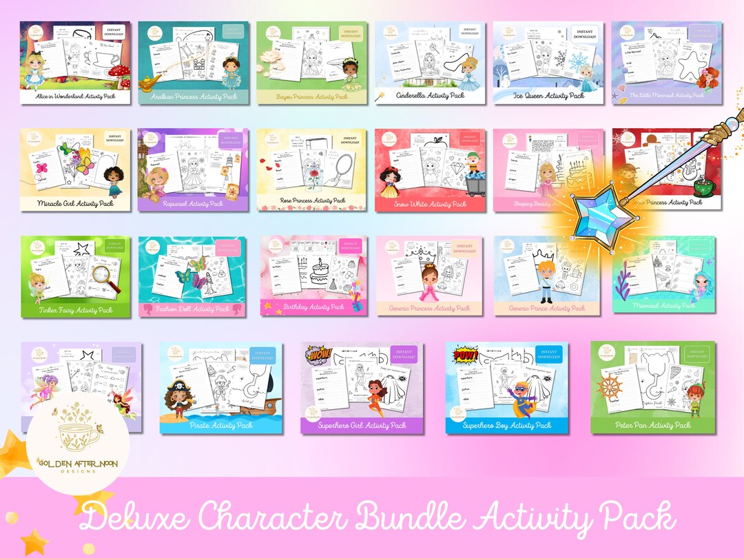 Printable Character Activity Bundle – Set of 23 Pages | Birthday Party ...