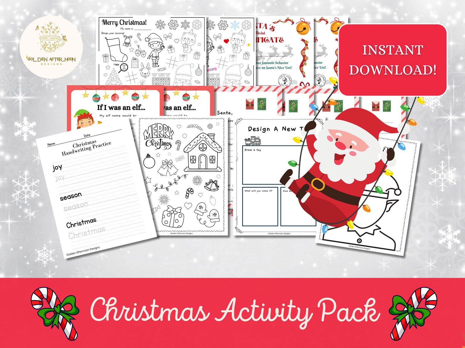 Christmas Worksheet Activity Bundle 32 Pages of Festive Fun for Kids ...