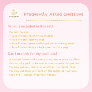 Rose Princess Printable Activity Pack/beauty and the Beast Belle ...