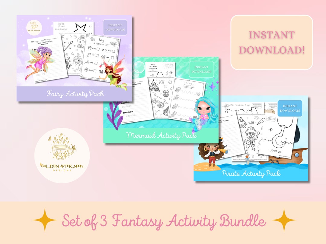 Fantasy Mermaid Fairy Pirate Printable Activity Pack Bundle/for Little ...