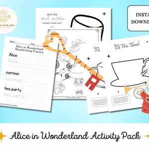 Alice in Wonderland Printable Activity Pack/handwriting & Craft ...