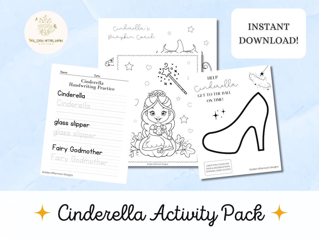 Cinderella Princess Printable Activity Pack | Coloring Pages Worksheets ...