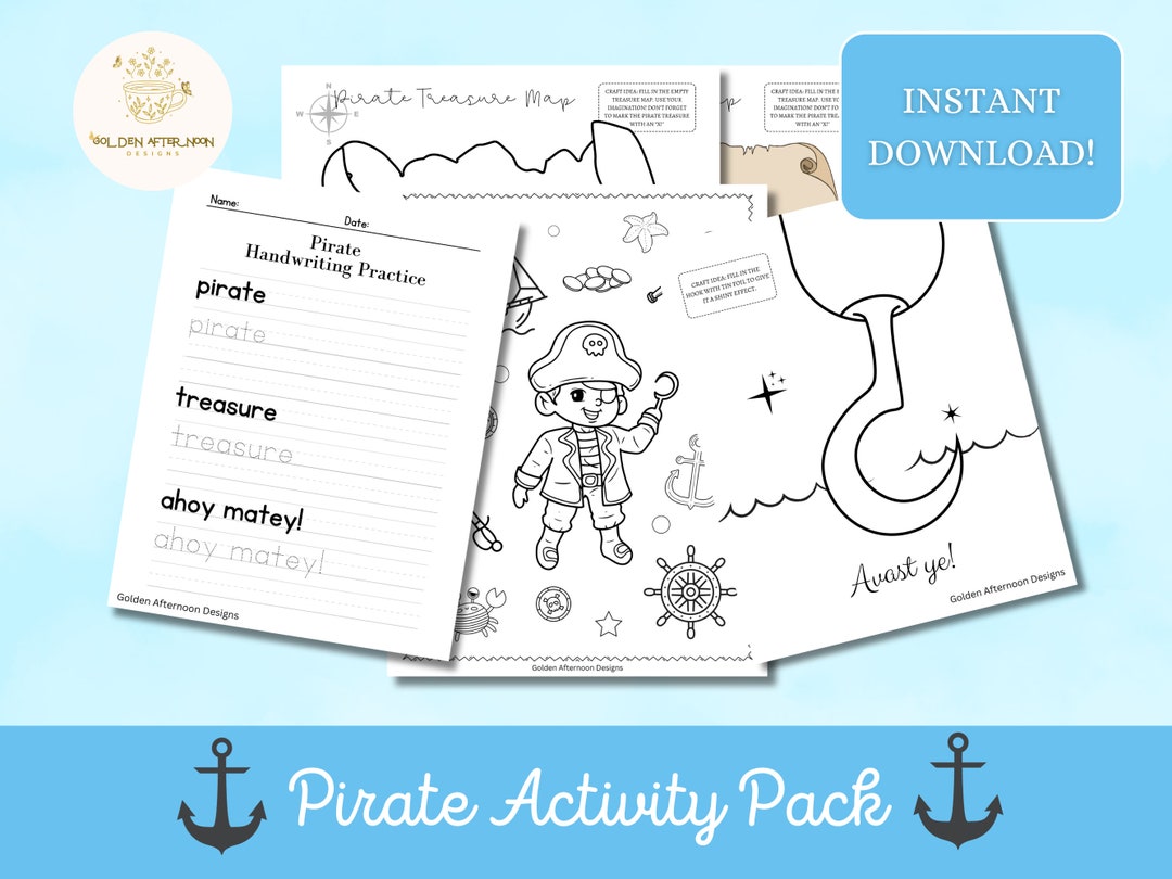 Pirate Adventure Printable Activity Pack/for Little Boy Girl Pirate ...