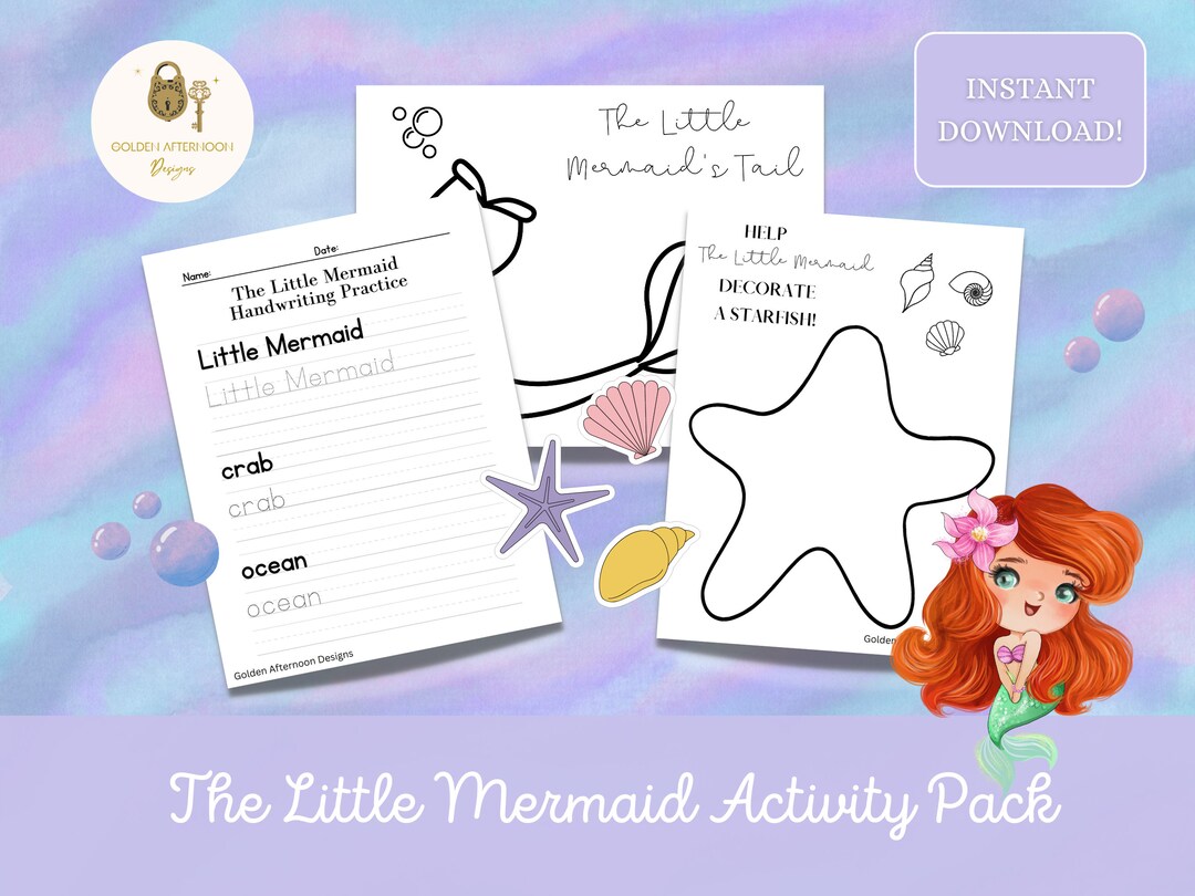 The Little Mermaid Printable Activity Pack Mermaid Summer - Etsy UK