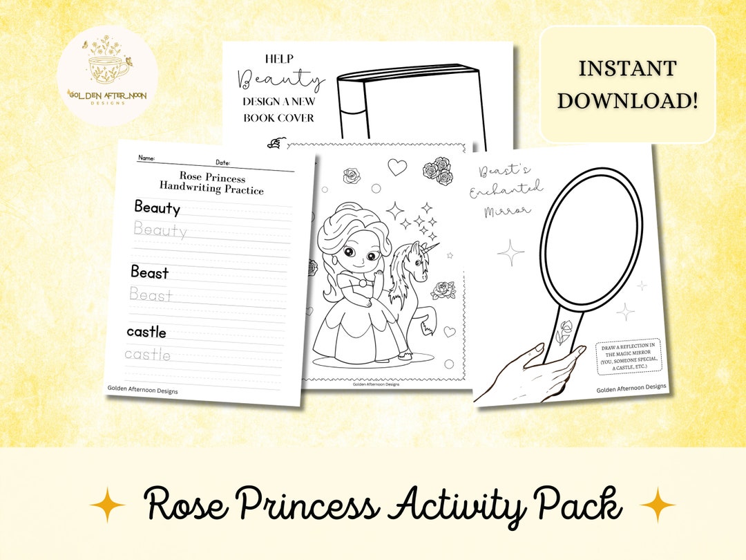 Rose Princess Printable Activity Pack/beauty and the Beast Belle ...
