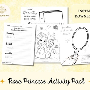Rose Princess Printable Activity Pack/beauty and the Beast Belle ...