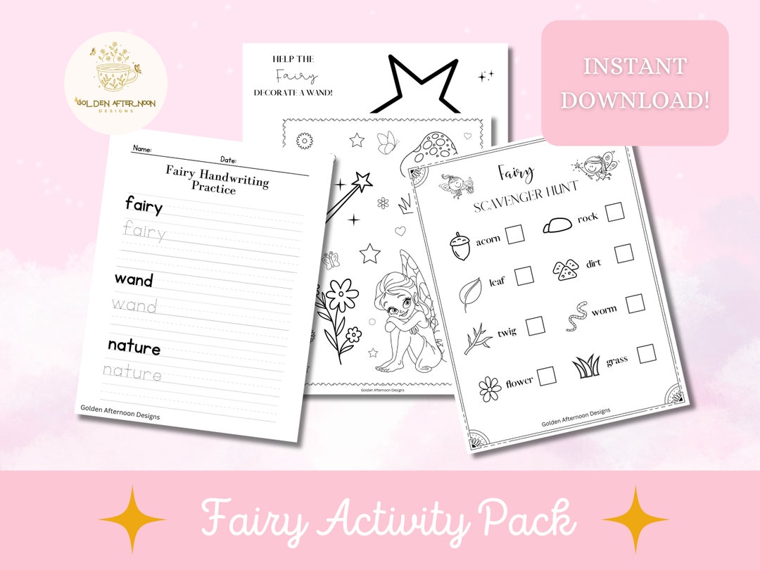 Fairy Printable Activity Pack/for Little Boy Girl Fairy Birthday Party ...